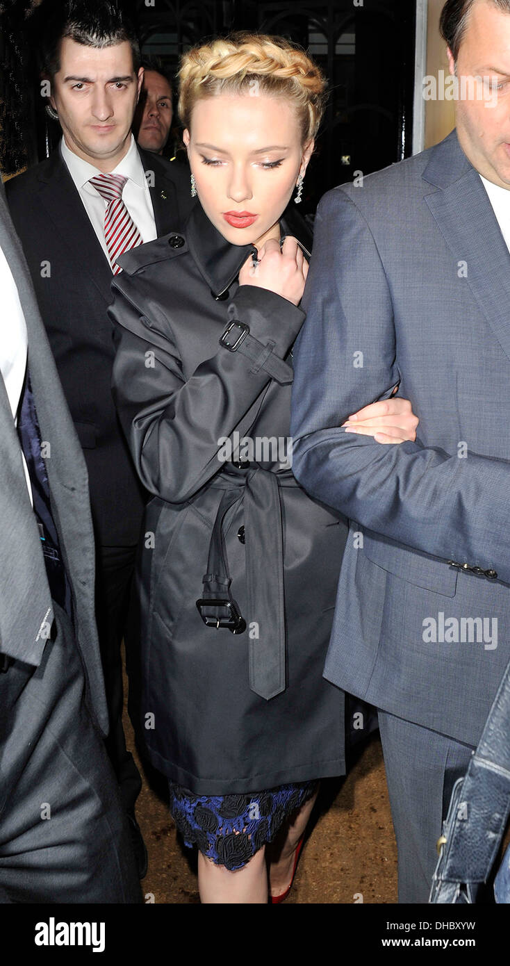 Scarlett Johansson leaving her hotel. London, England - 19.04.12 Stock ...