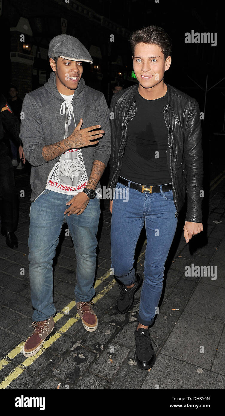 Chipmunk and Joey Essex on a night out with friends. London, England ...