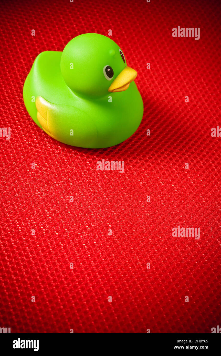 green plastic toy duck Stock Photo - Alamy