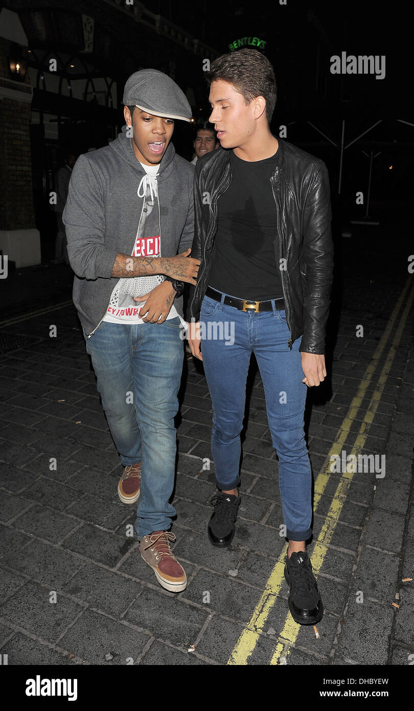 Chipmunk and Joey Essex on a night out with friends. London, England ...