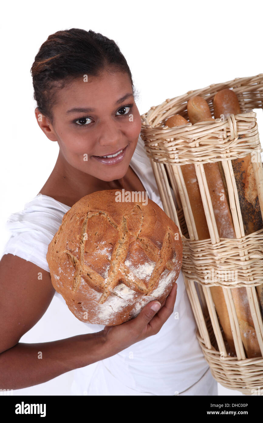 Confident female chef baking bread hi-res stock photography and images ...