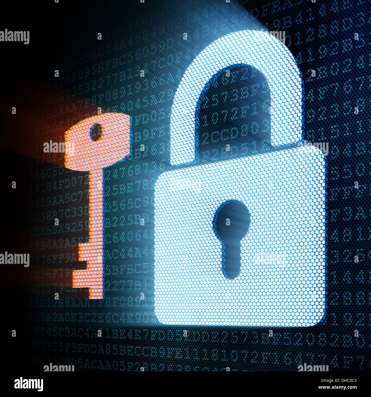 Digital padlock and key Stock Photo - Alamy