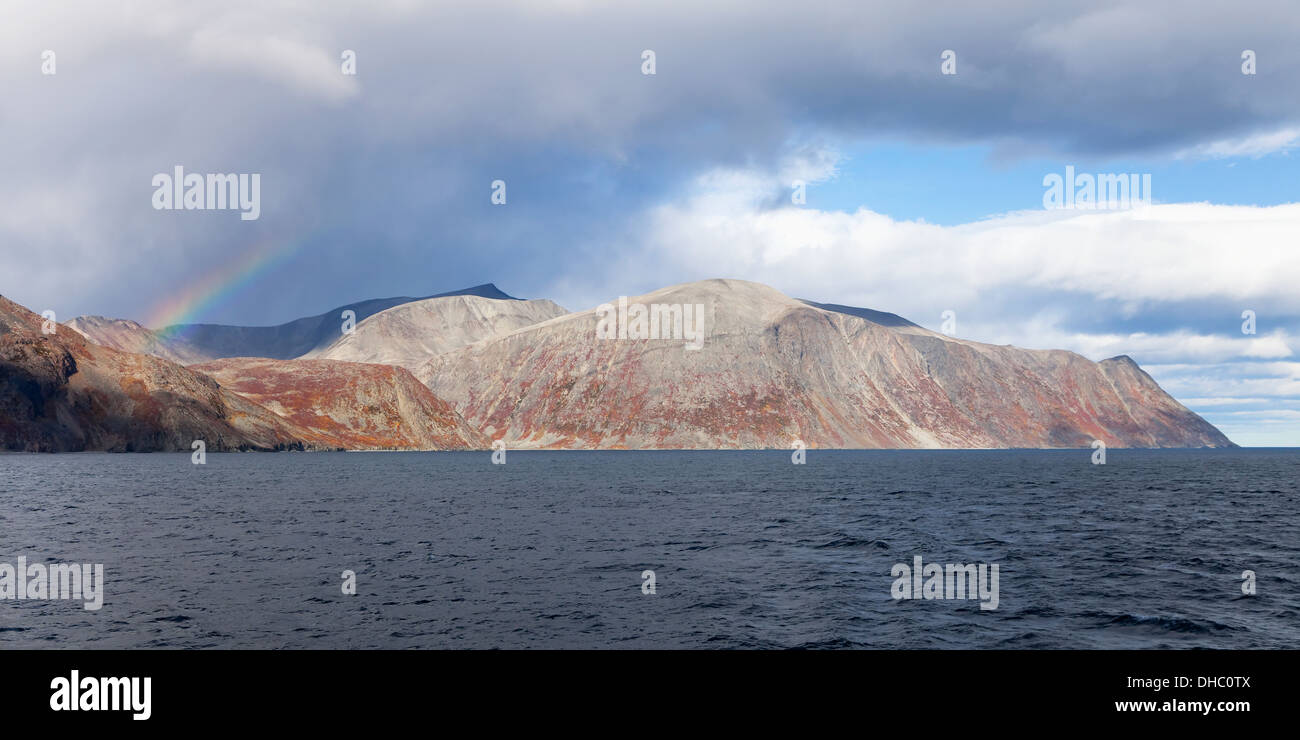 Rainbow Over Labrador Coastal Mountains; Newfoundland And Labrador ...