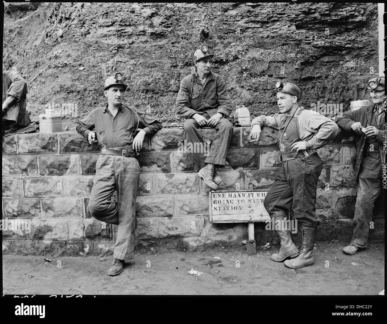 Groups of miners waiting for the mantrip. Inland Steel Company ...