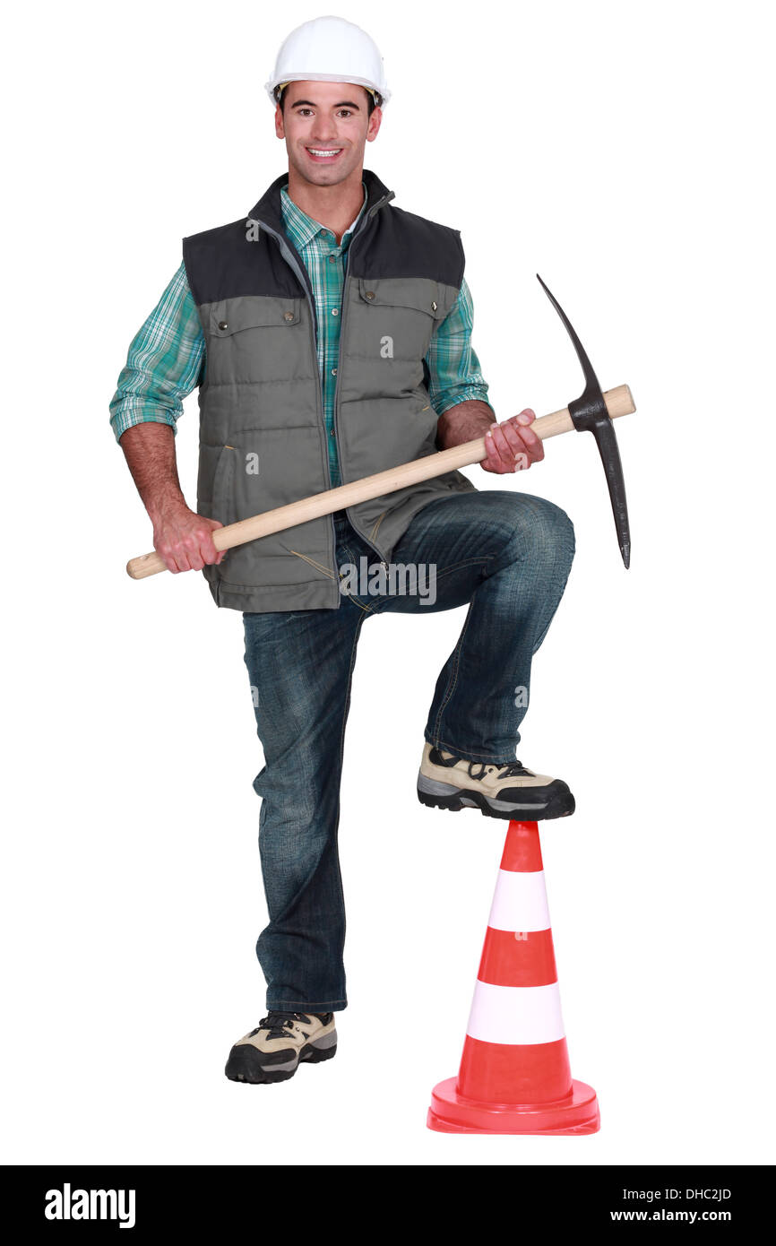 road worker posing Stock Photo - Alamy