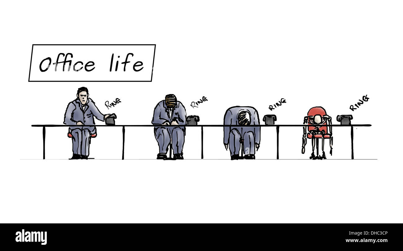 Cartoon bored man desk hi-res stock photography and images - Alamy