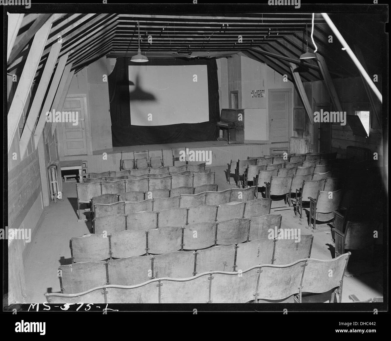 The interior of the recreation hall and movie theater at the Columbia ...