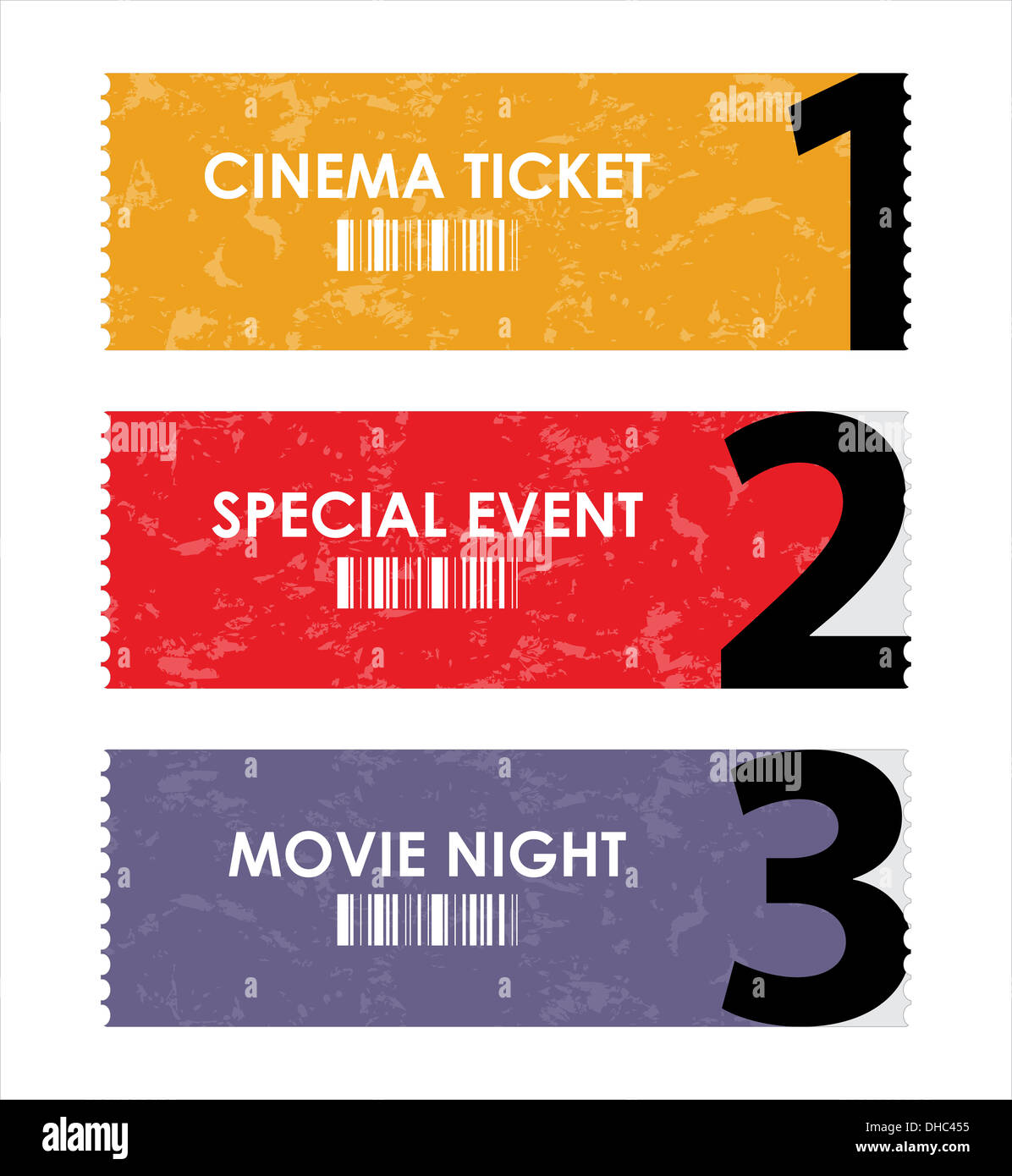 vector illustration of different movie tickets Stock Photo - Alamy
