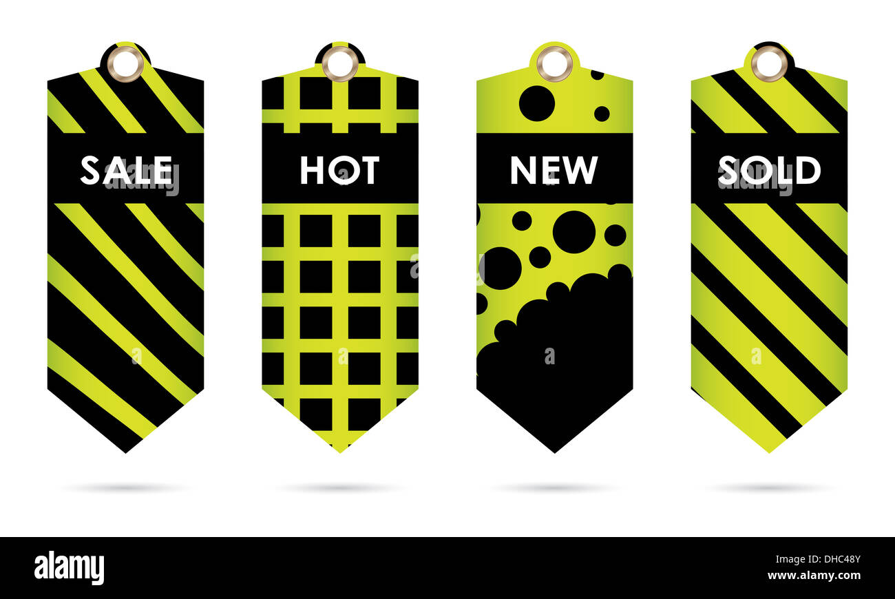 green price tags with special black design Stock Photo - Alamy