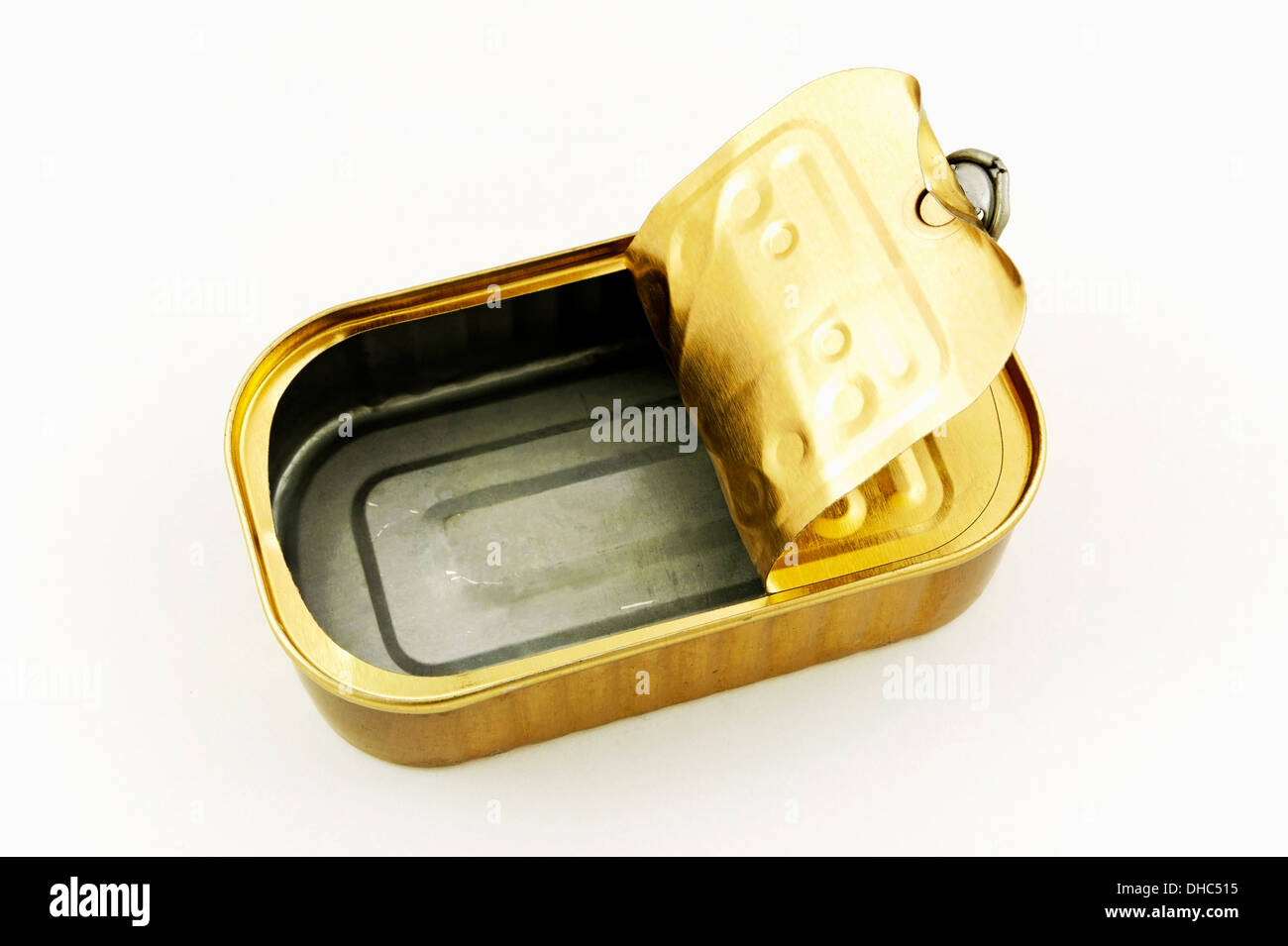 Empty tin can isolated Stock Photo - Alamy