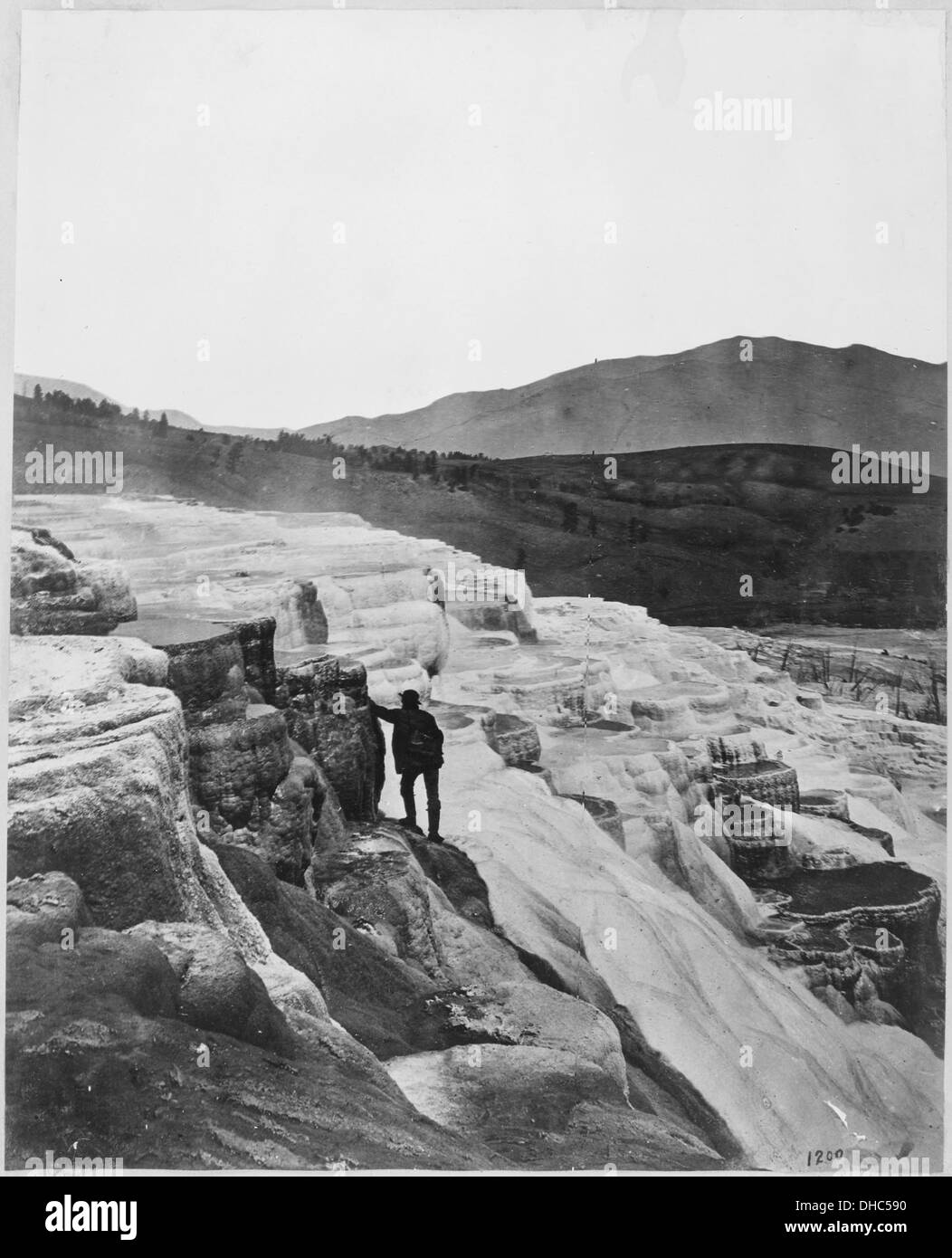 A scenic view along Jupiter Terrace at Mammoth Hot Springs in ...