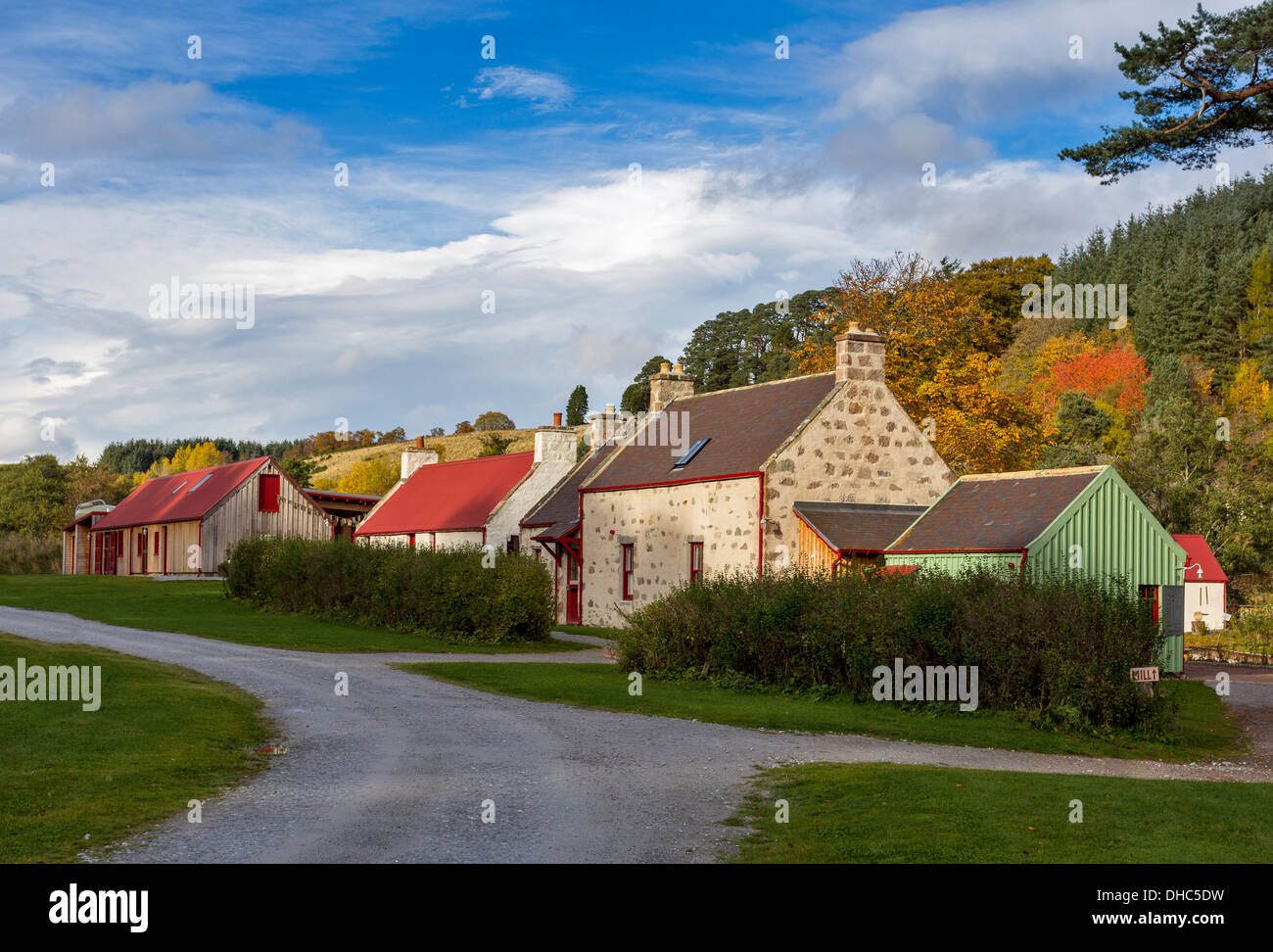 OLD RENOVATED WOOL MILL IN KNOCKANDO SPEYSIDE SCOTLAND WITH AUTUMNAL ...