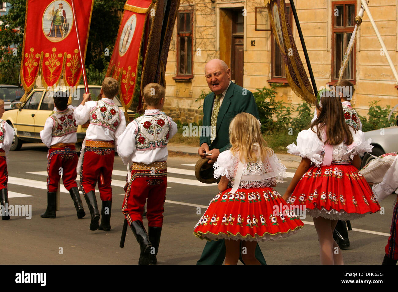 People Kids in folk costumes on a pilgrimage to Zarosice, South Moravia ...