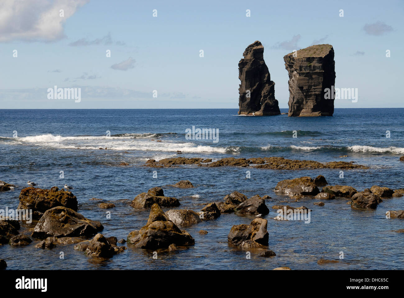 Rocks at the coastline in Mosteiros, Sao Miguel Island, Azores ...
