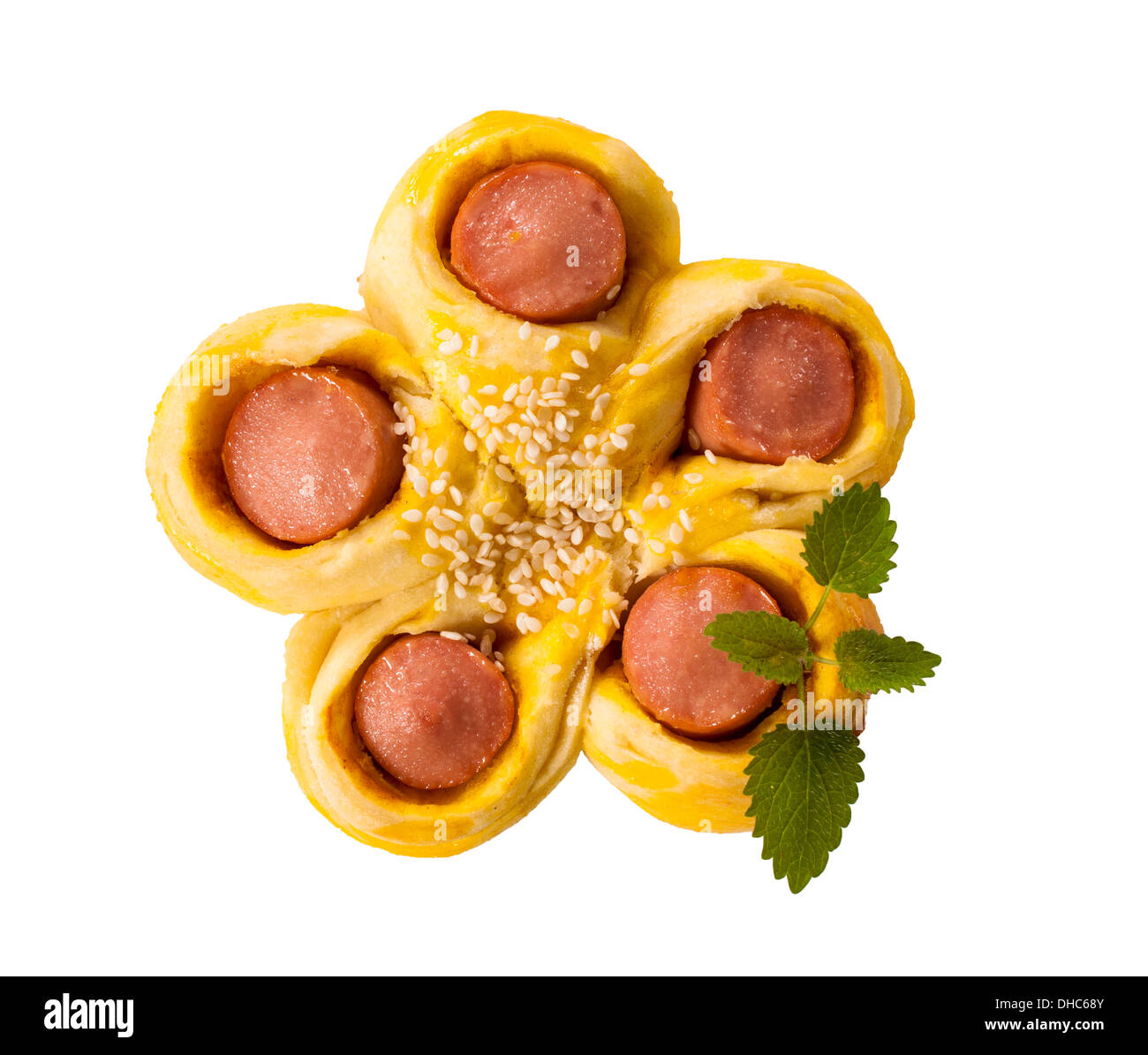 Mini sausage pastry isolated on white background Stock Photo - Alamy