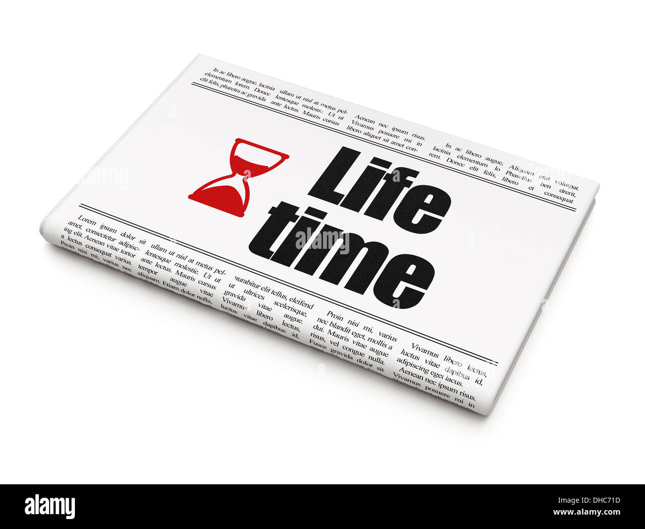 Time news concept: newspaper with Life Time and Hourglass Stock Photo ...