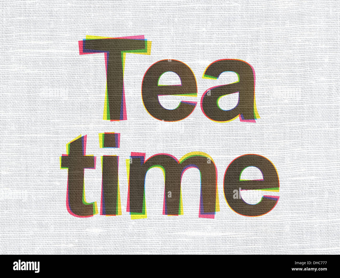 Timeline concept: Tea Time on fabric texture background Stock Photo - Alamy