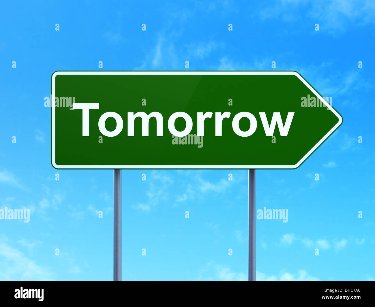 Timeline concept: Tomorrow on road sign background Stock Photo - Alamy