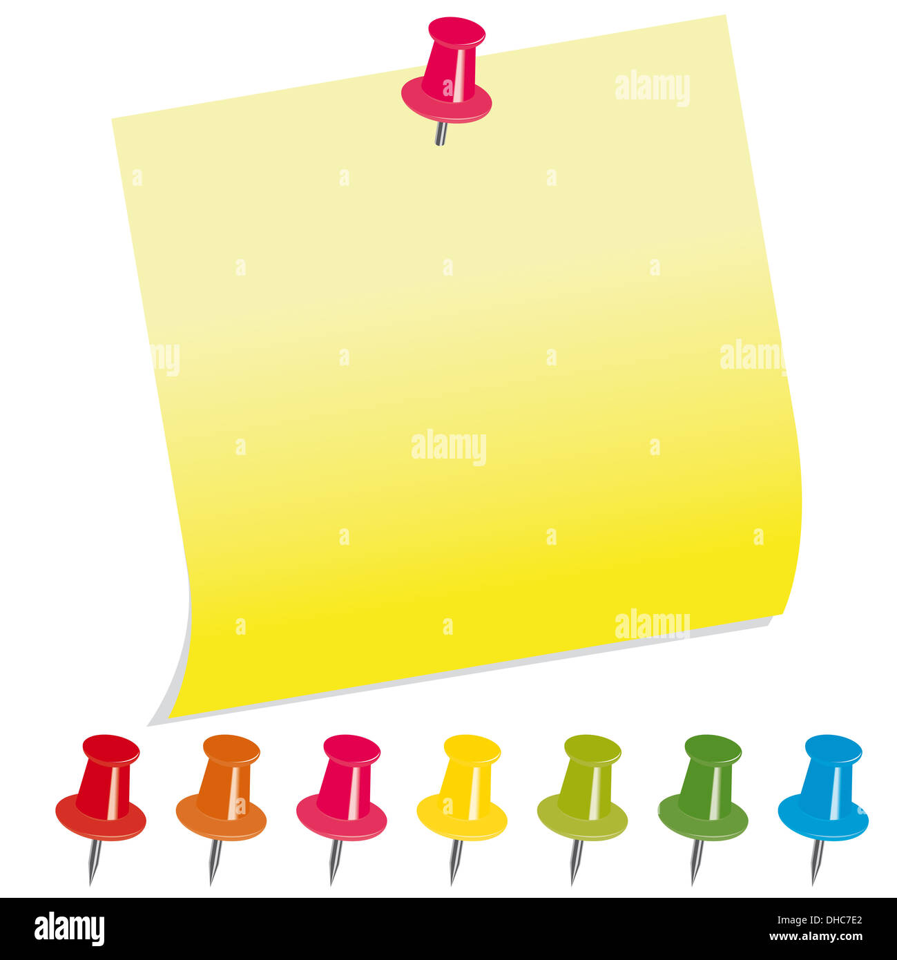 Illustration of a push pin note with several colors Stock Photo - Alamy