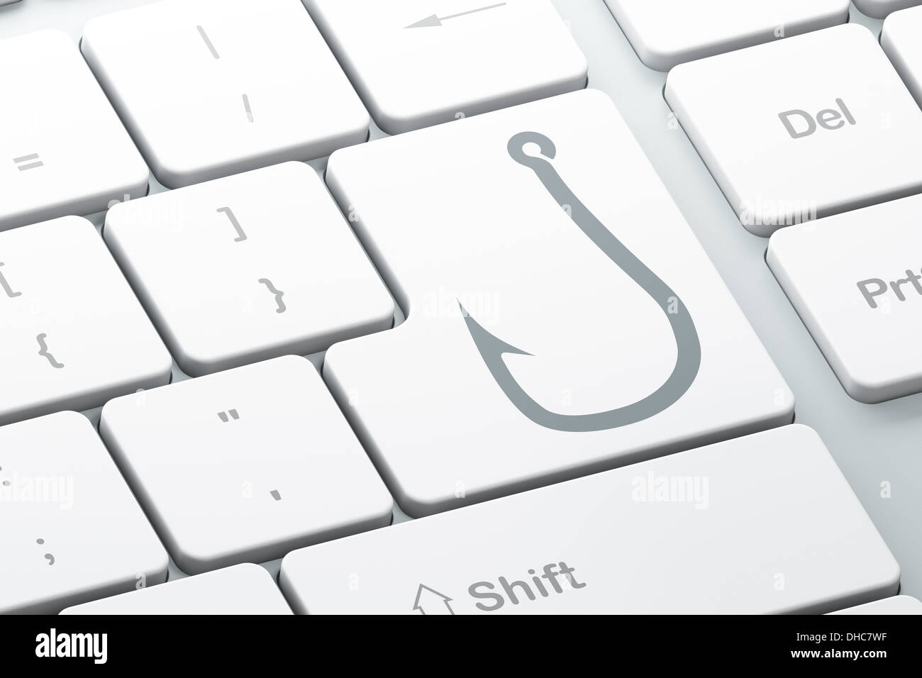 Safety concept: Fishing Hook on computer keyboard background Stock ...