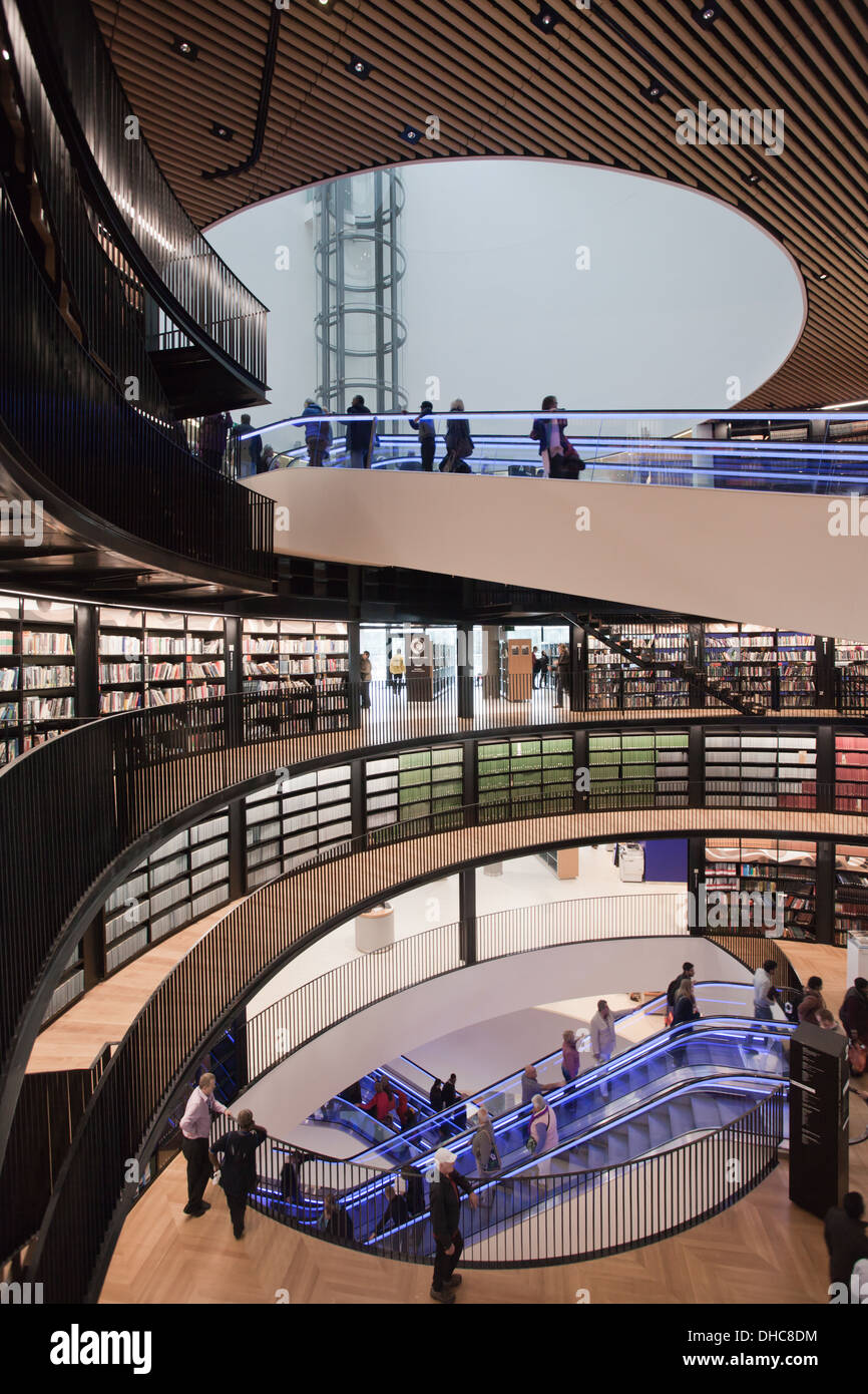 Interior view of the Library of Birmingham, UK recently opened in 2013 ...