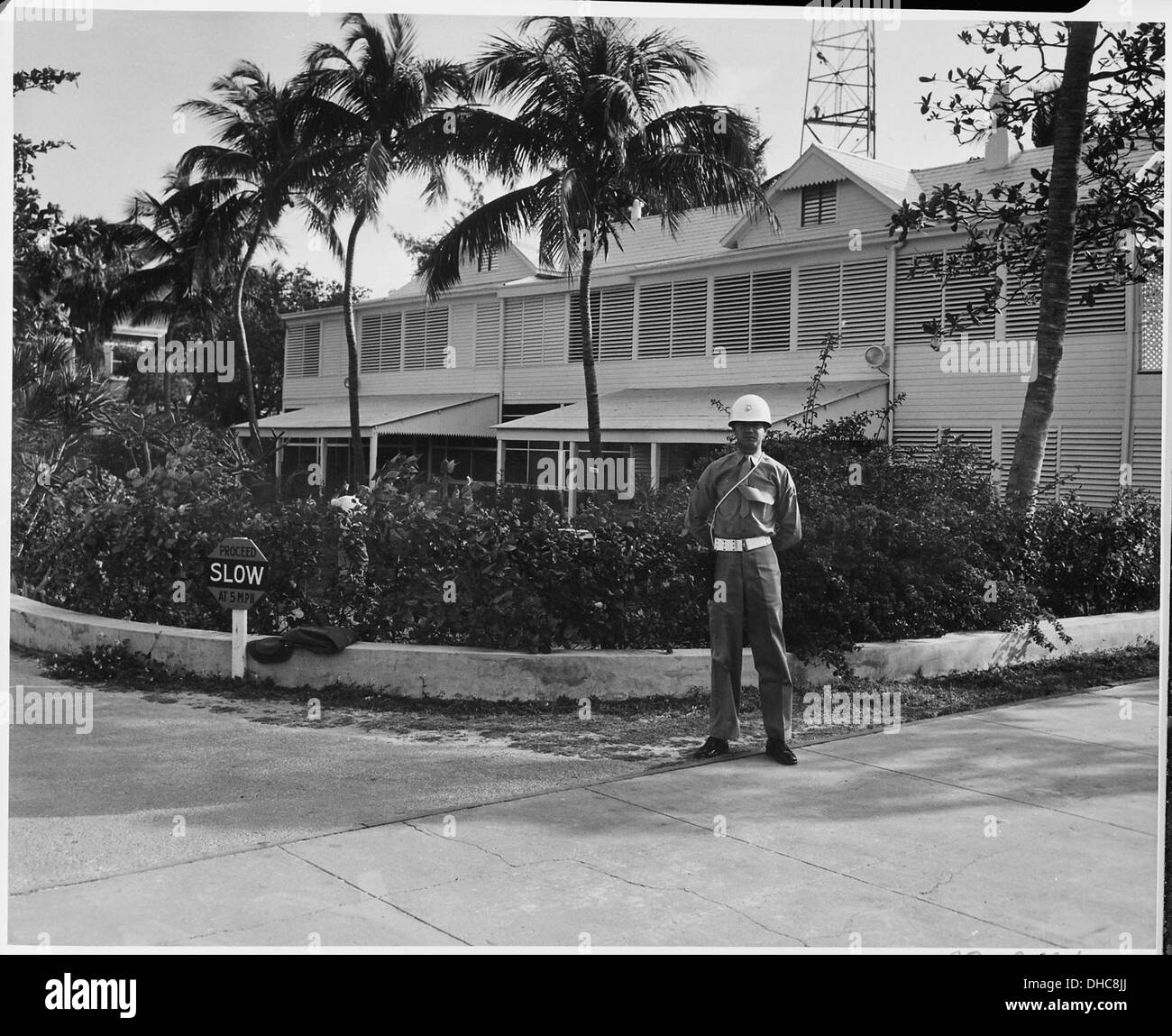 Outside guard house Black and White Stock Photos & Images - Alamy