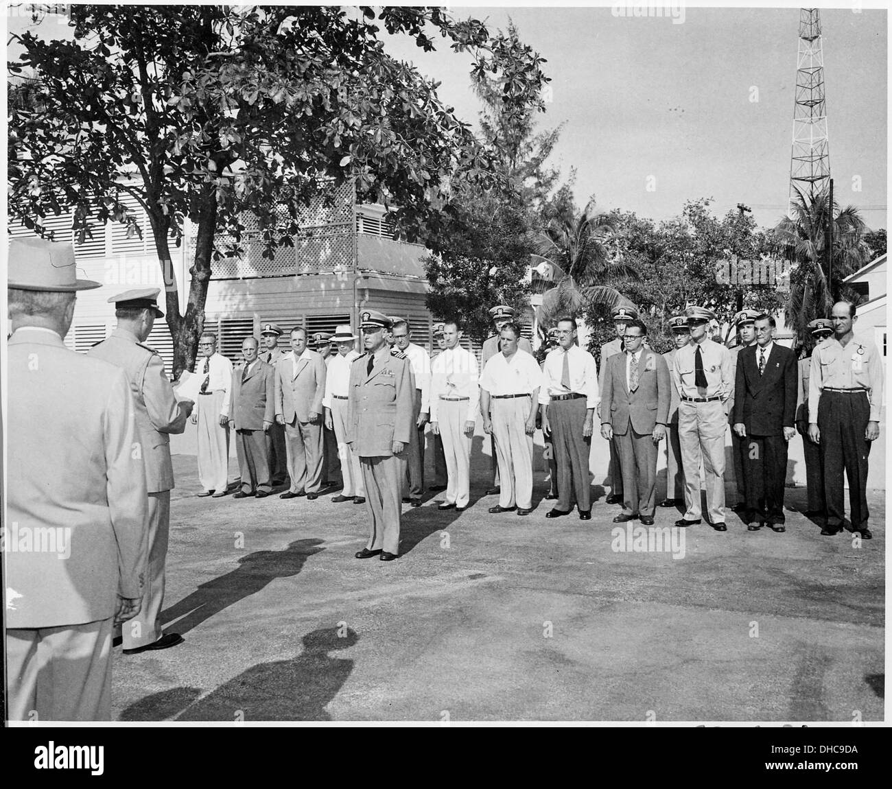 This photograph features Rear Admiral Robert Dennison, the Naval Aide ...