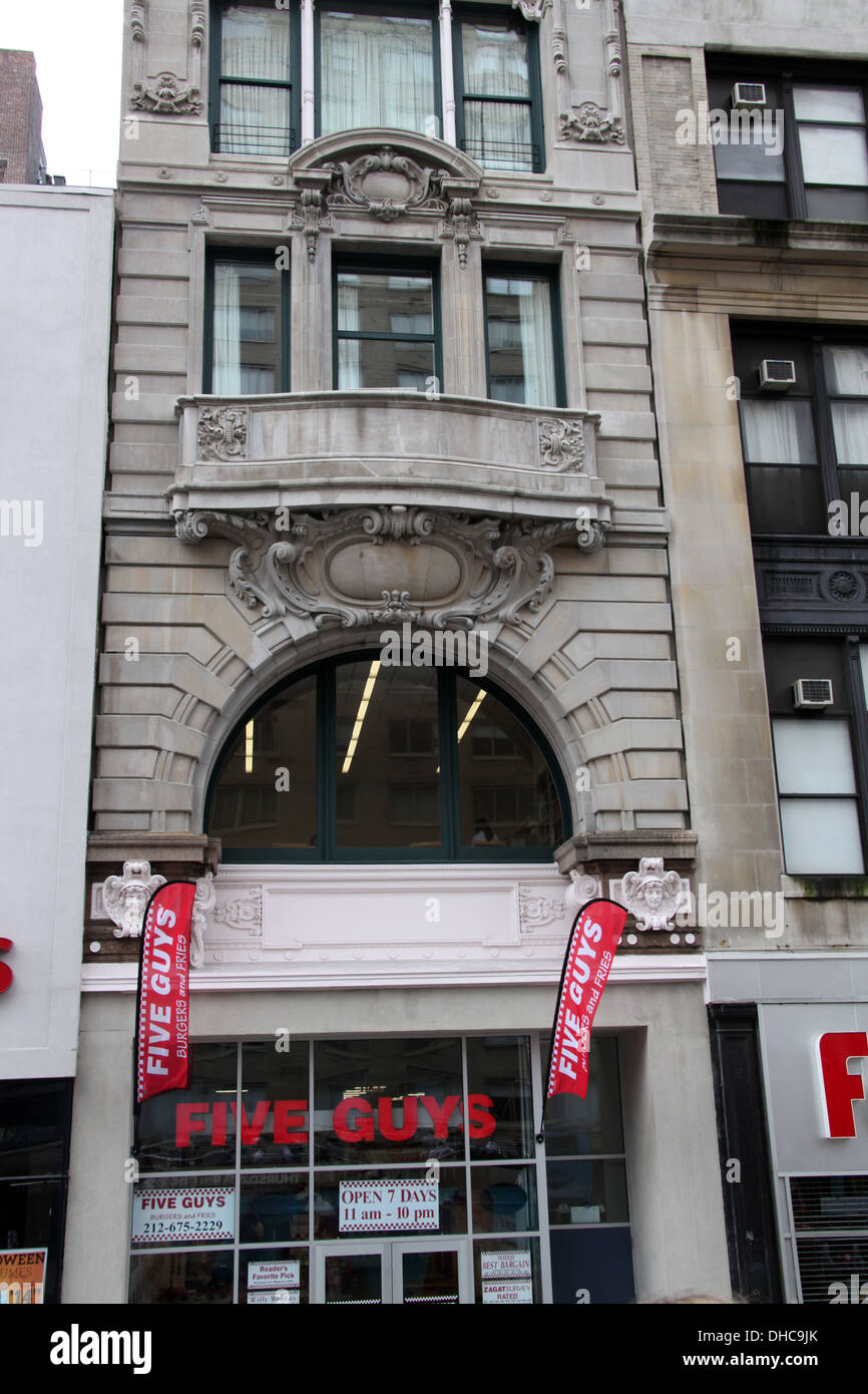Five Guys in New York in the building which was once Macy's Stock Photo ...