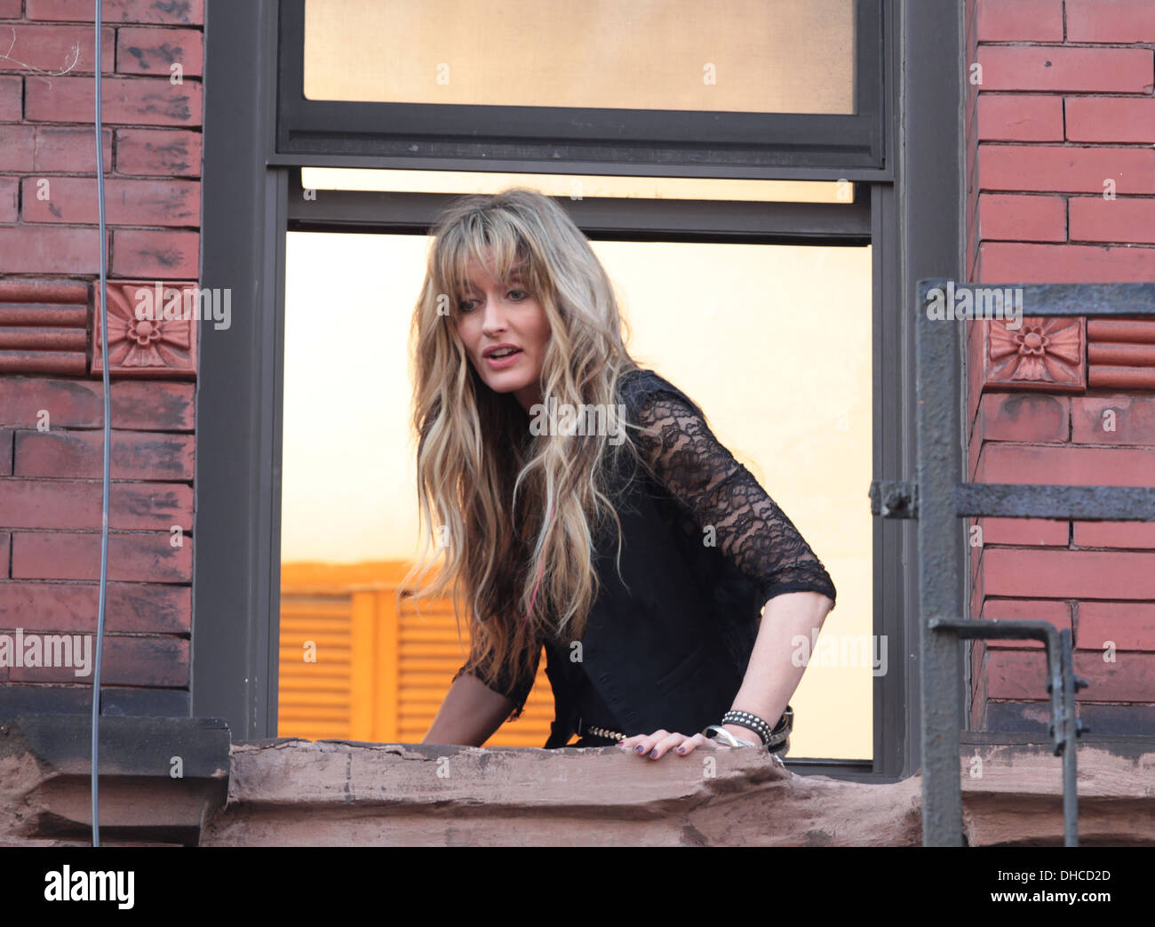 Natascha McElhorne films a flashback scene for television series ...