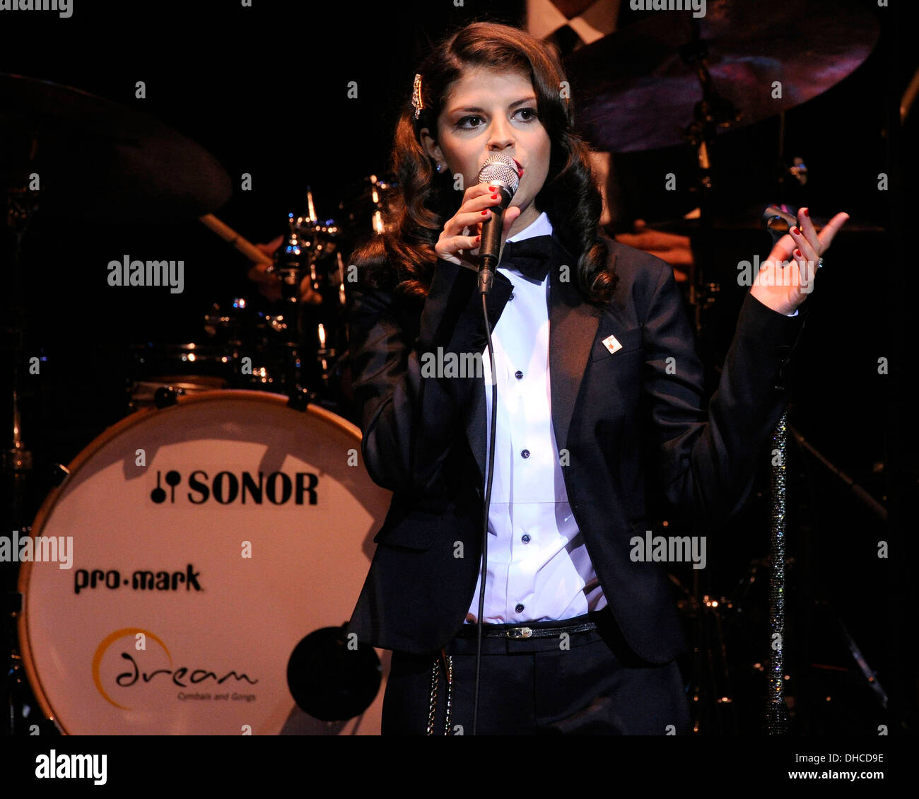 Nikki Yanofsky performs on stage at The Massey Hall. Toronto, Canada ...