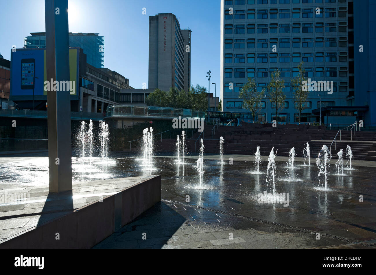 Fountains at Greengate Square, Salford, Manchester, England, UK Stock ...