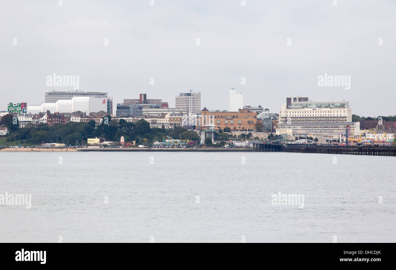 12/10/2013 View from pier of Southend and Thames river. Southend-On-Sea ...