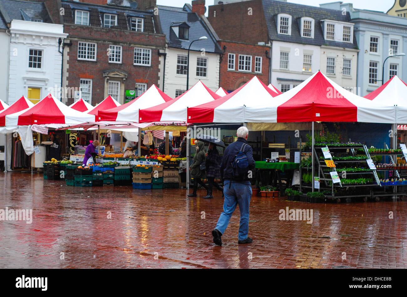 Market square food stalls Northampton Stock Photo - Alamy