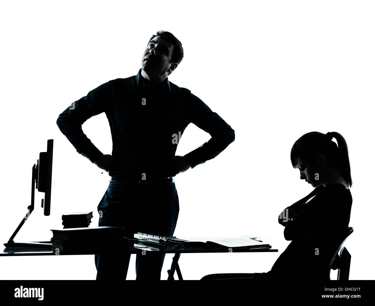 one man father professor and student teenager girl helping for homework ...