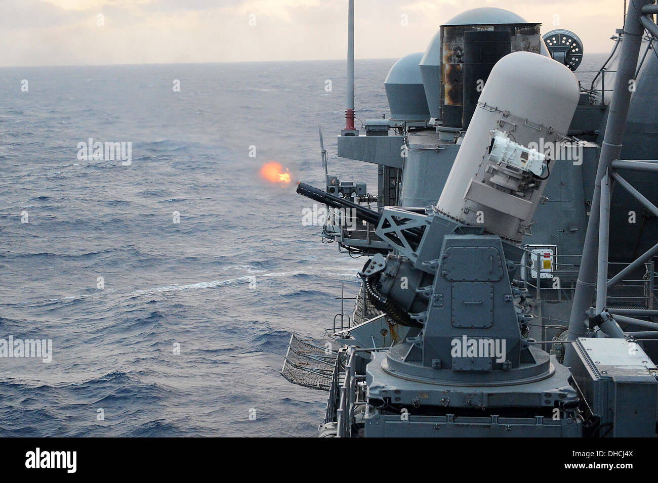 The Ticonderoga-class guided-missile cruiser USS Antietam (CG 54) fires ...
