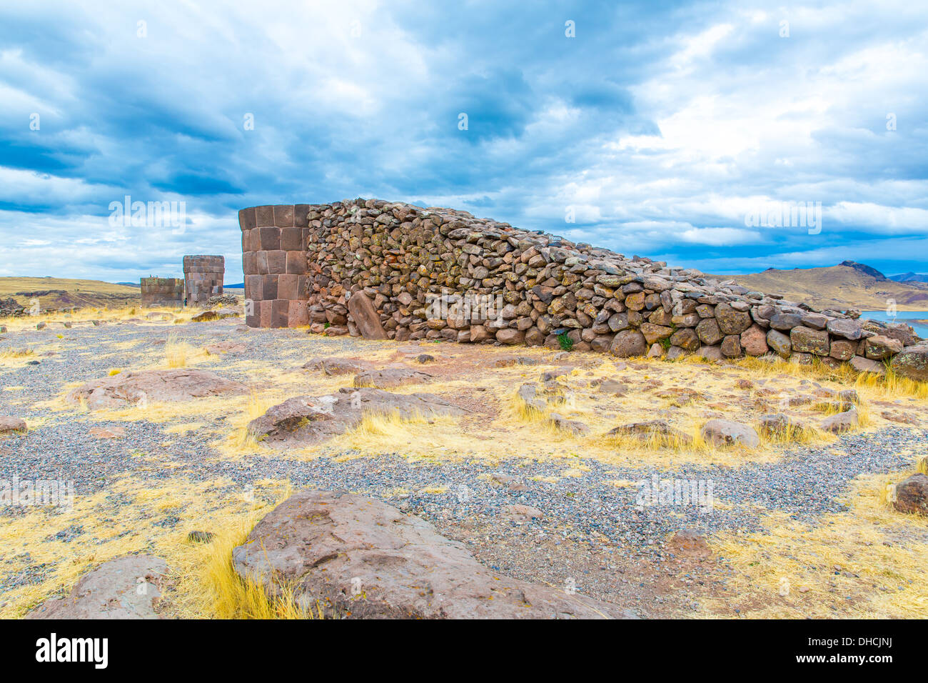 Funerary towers in Sillustani, Peru,South America- Inca prehistoric ...