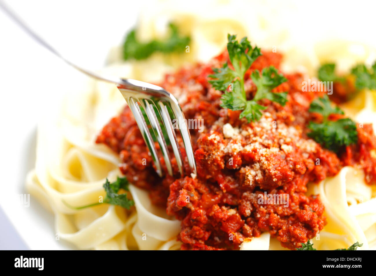 Spaghetti bolognese and fork, italian cuisine concept Stock Photo - Alamy