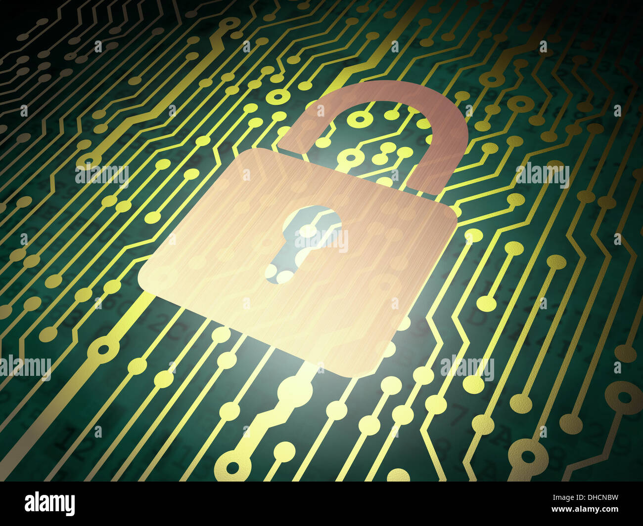 Safety concept: circuit board with Closed Padlock Stock Photo - Alamy