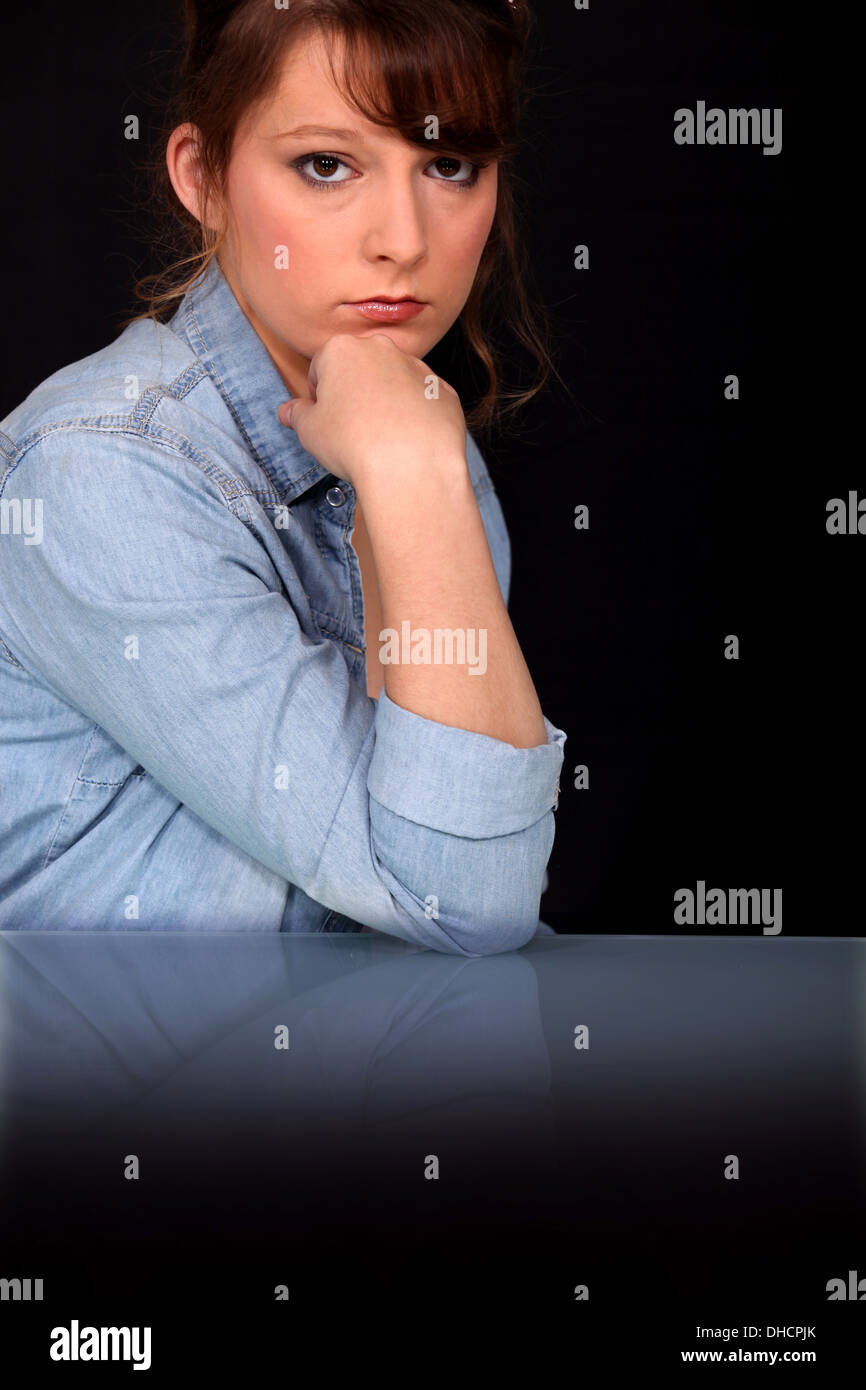 Young woman pouting Stock Photo - Alamy Young woman pouting Stock Photo - Alamy