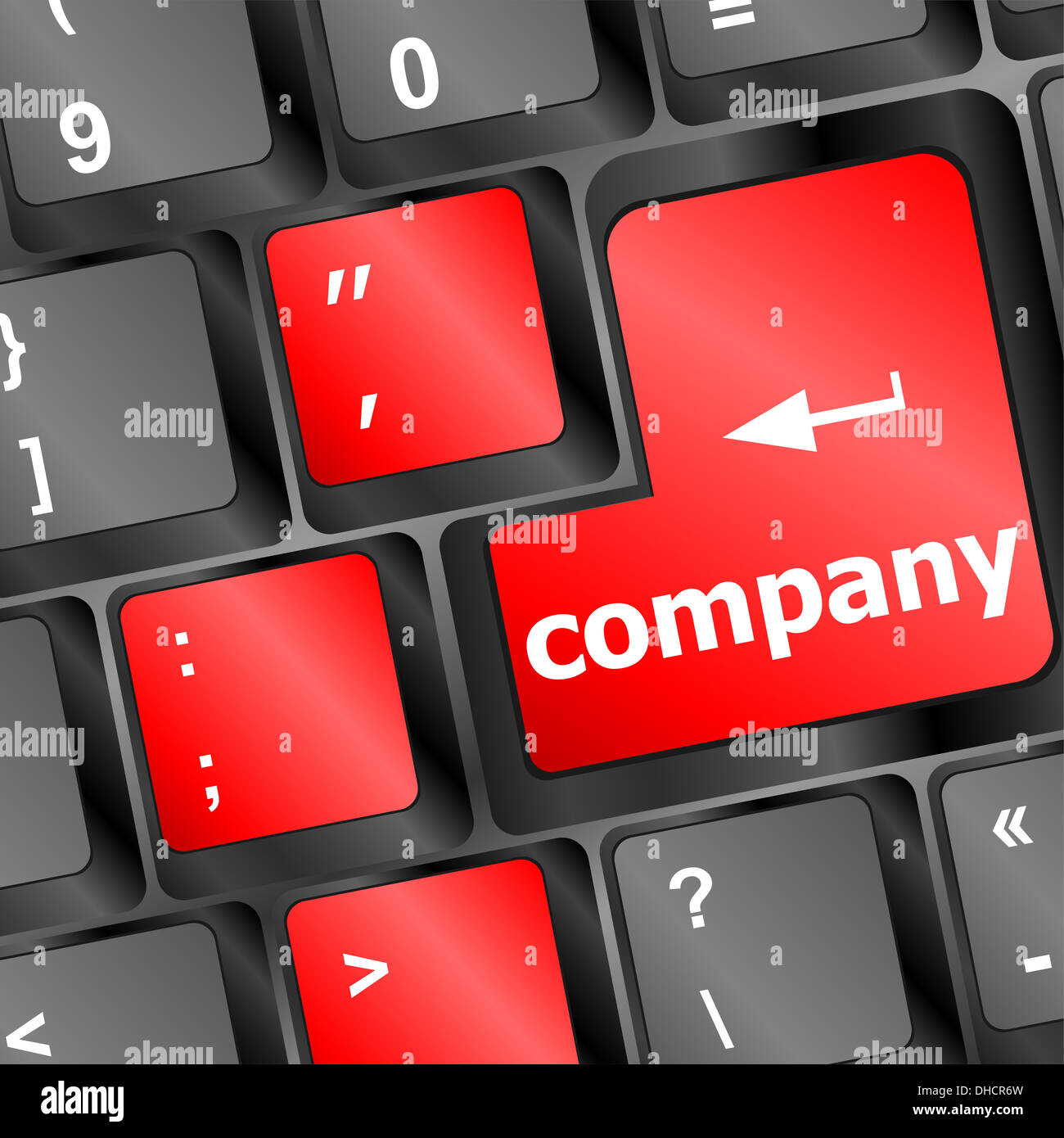 Keyboard with red company key Stock Photo - Alamy