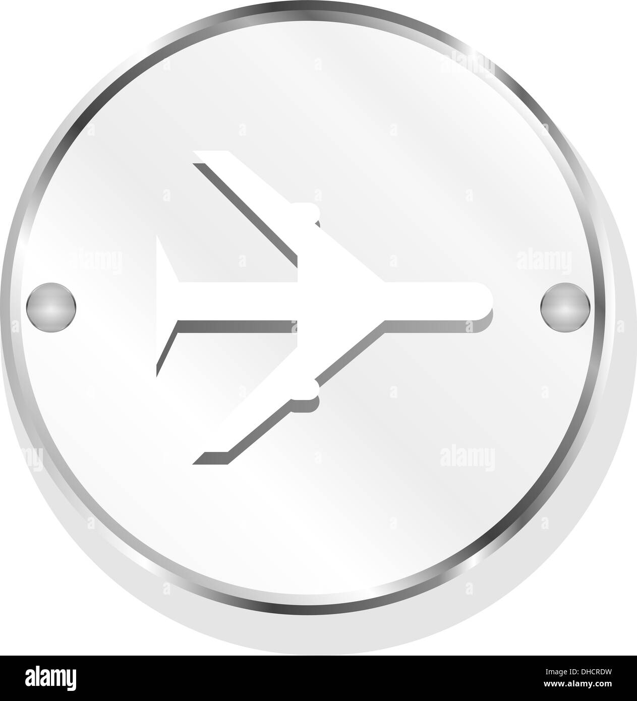 metallic airplane icon on a white background Stock Photo - Alamy