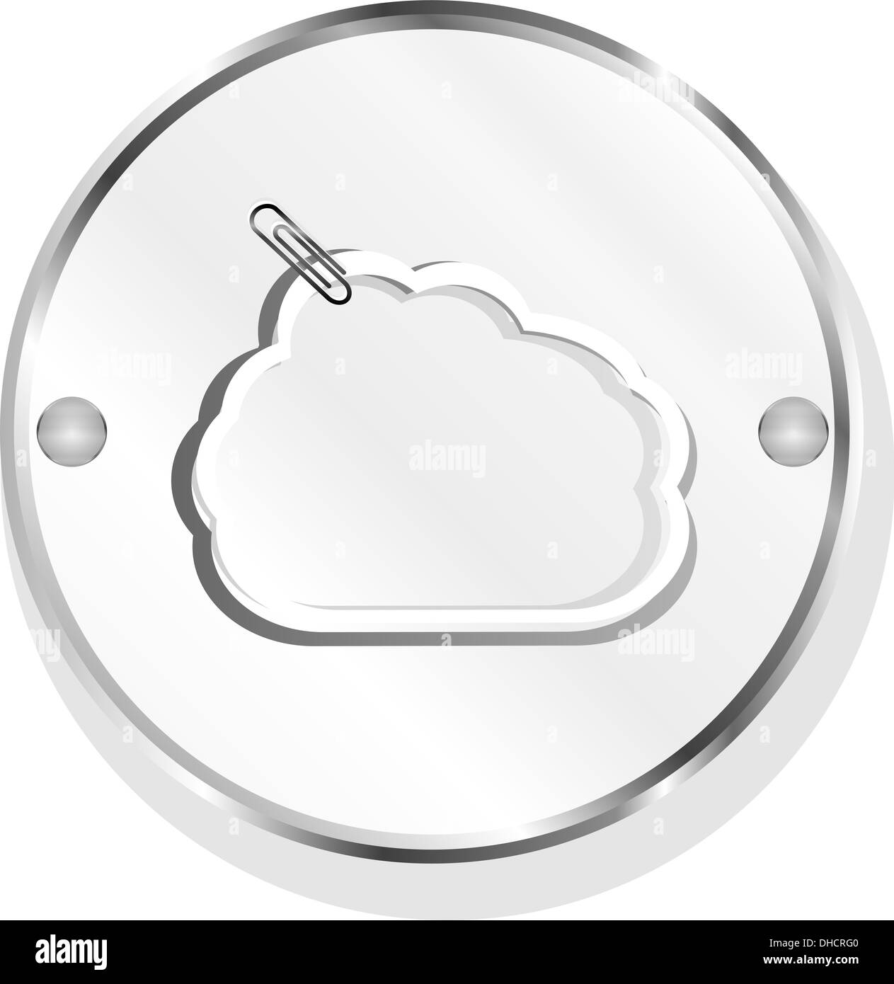 cloud symbol with clip on metal button icon Stock Photo - Alamy