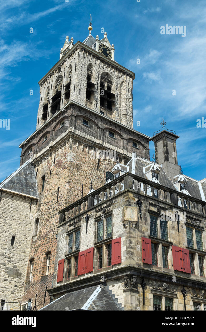 Netherlands, Delft, Old town hall tower at the market square Stock ...
