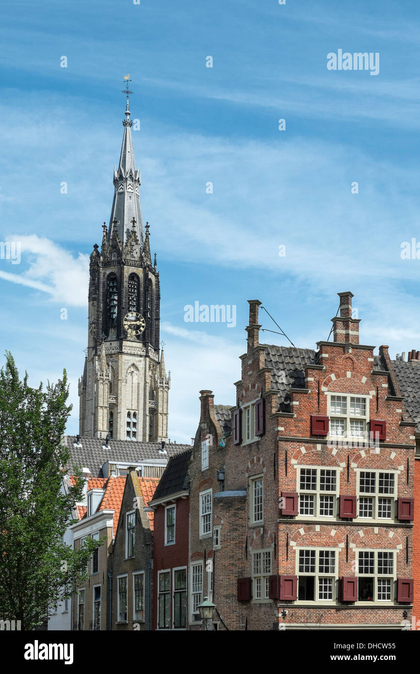 Netherlands, Delft, Town houses and Nieuwe Kerk Stock Photo - Alamy