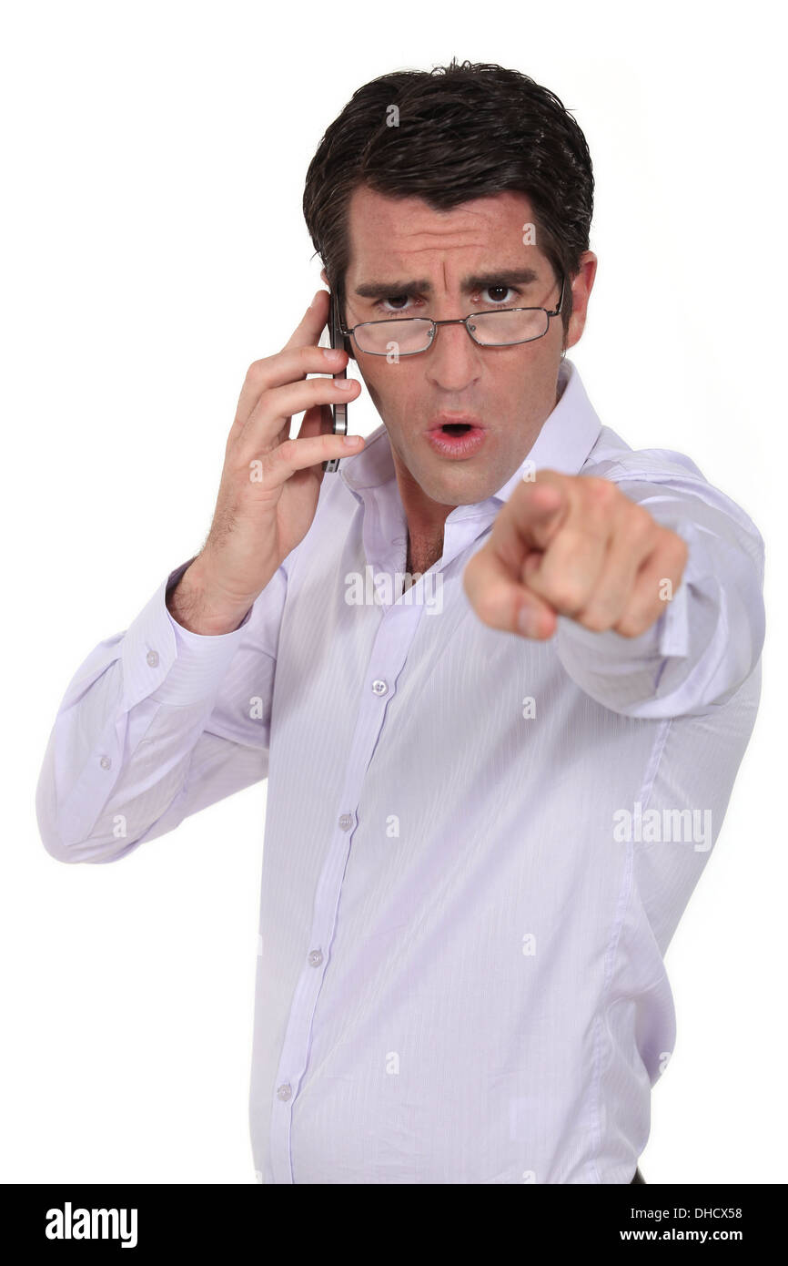 Angry man pointing his finger Stock Photo - Alamy