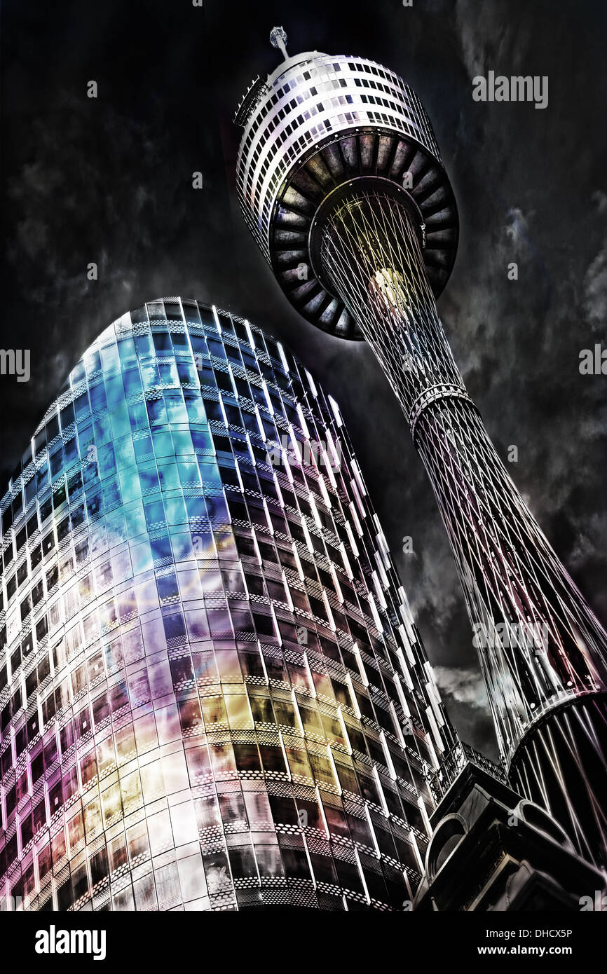 An abstract color photograph of the architecture in the city of ...