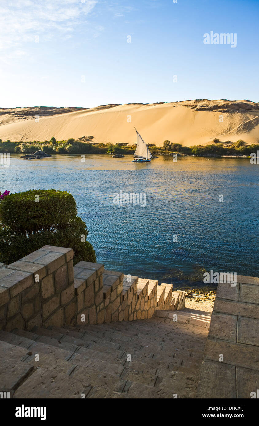Africa Egypt, Aswan,view on the Nile river from botanic garden Stock ...