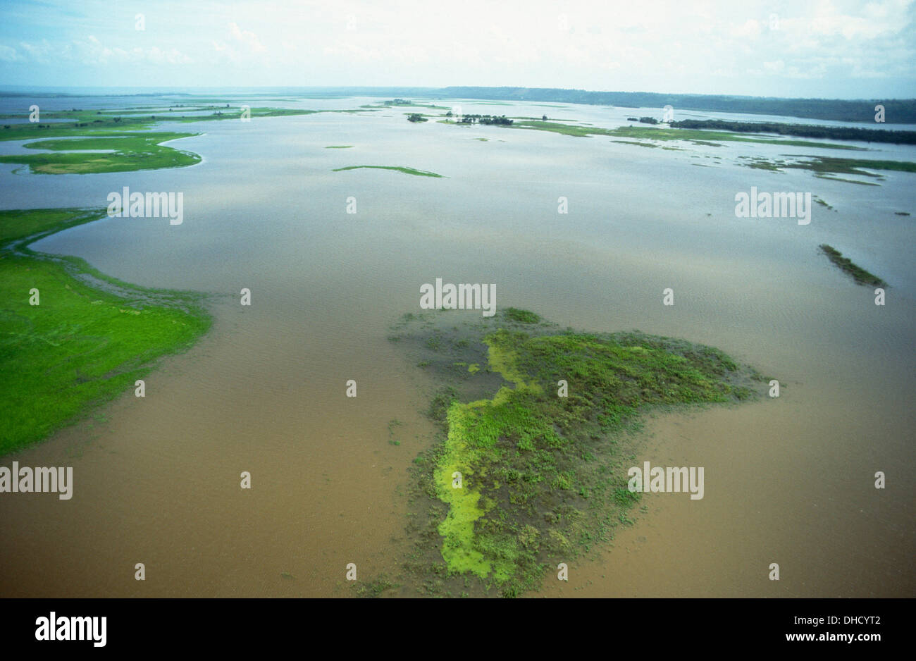 aerial view, confluence of amazonas river and tapajos river, santarem ...