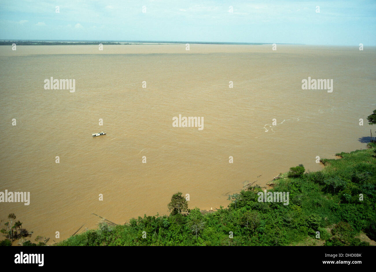 aerial view, confluence of amazonas river and tapajos river, santarem ...