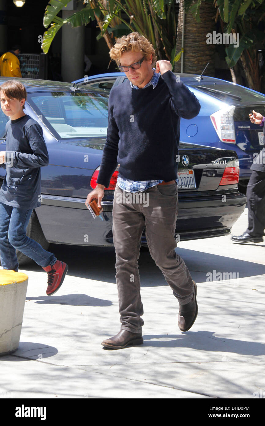 Simon Baker arriving at Staples Center for NBA basketball game between ...